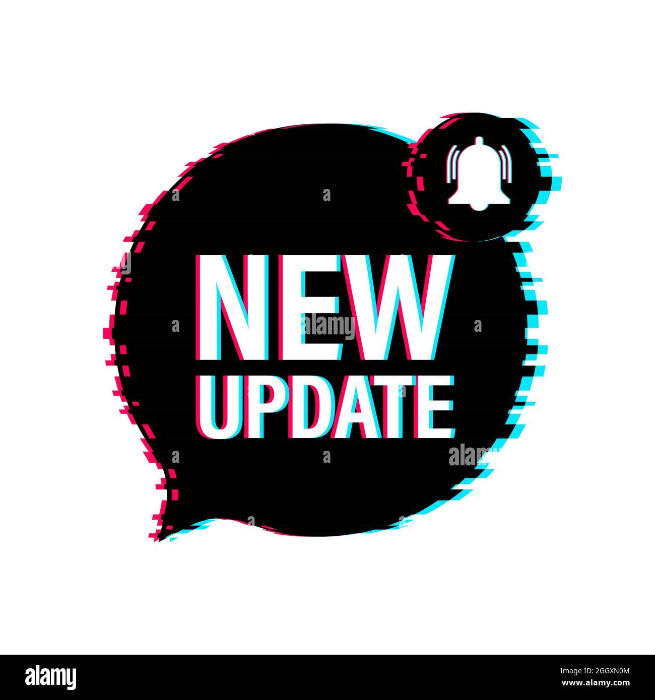 New update banner in modern style. Web design. Glitch icon. Vector ...