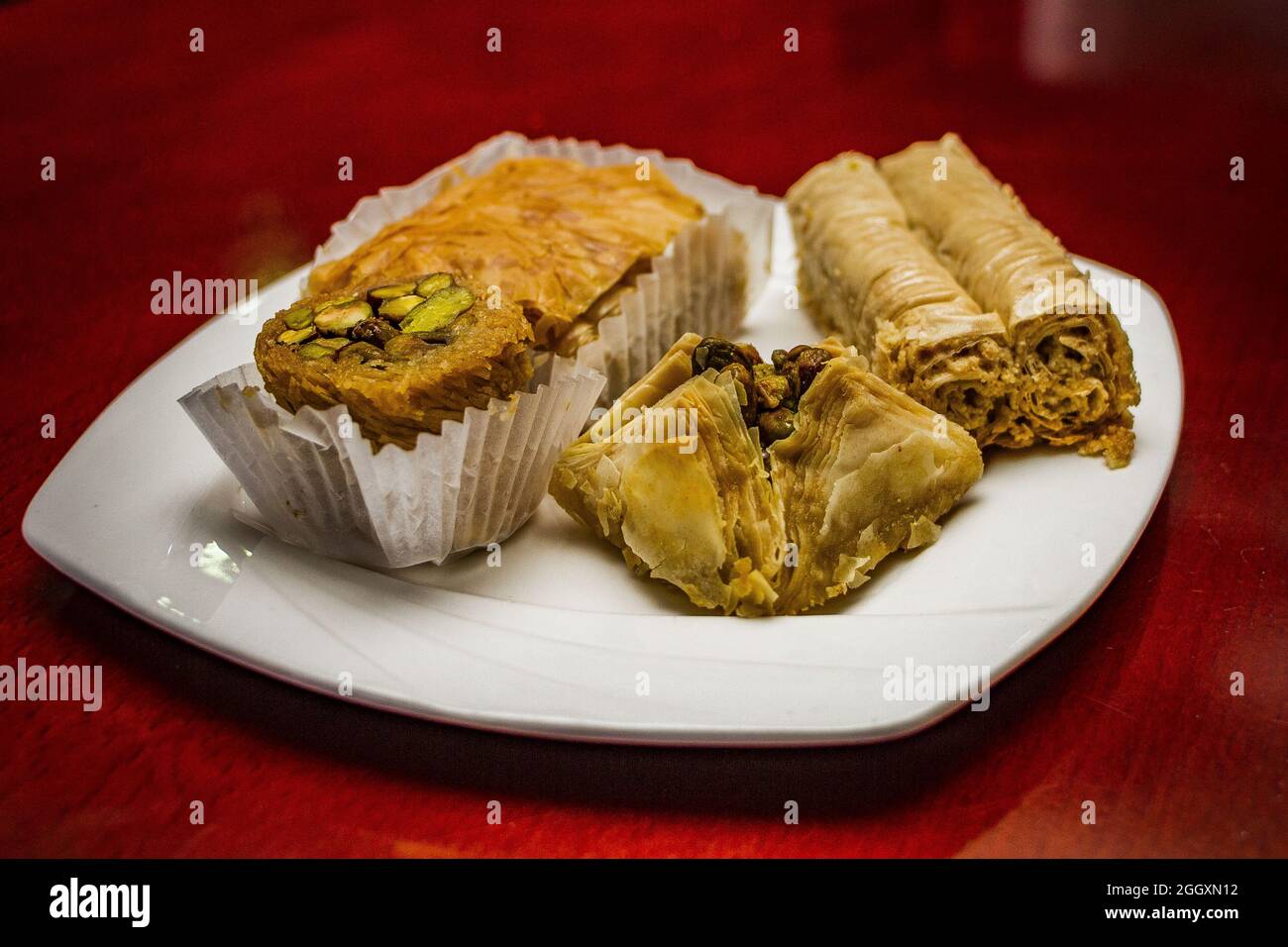Assortment of traditional Turkish sweets on a plate Stock Photo - Alamy