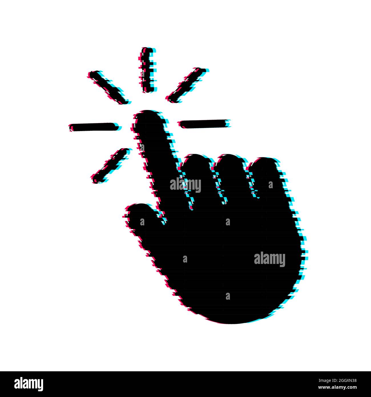 Hand cursor glitch icon click. Vector stock illustration Stock Vector Image & Art - Alamy