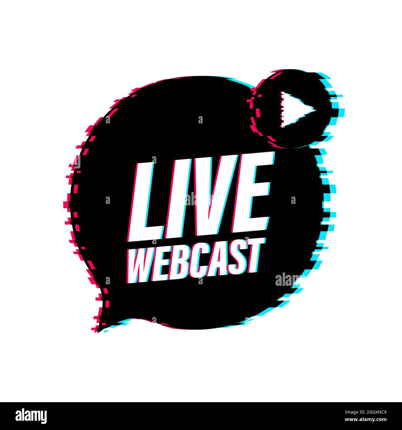 Live Webcast glitch Button, icon, emblem, label. Vector stock ...