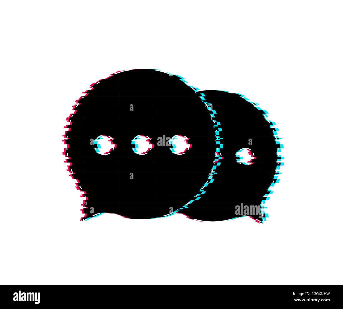 Chat Message Bubbles glitch icon on white background. Vector stock ...