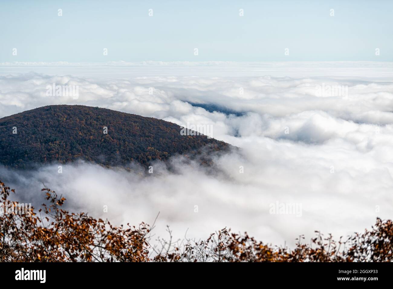 Clouds inversion fog at Devil's Knob Overlook at Wintergreen resort ...