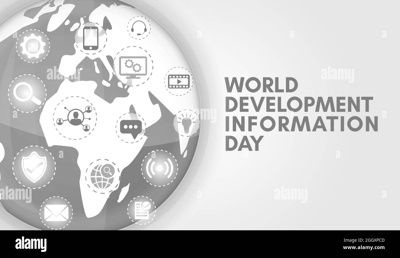World Development Information Day Gray Background Banner Illustration ...