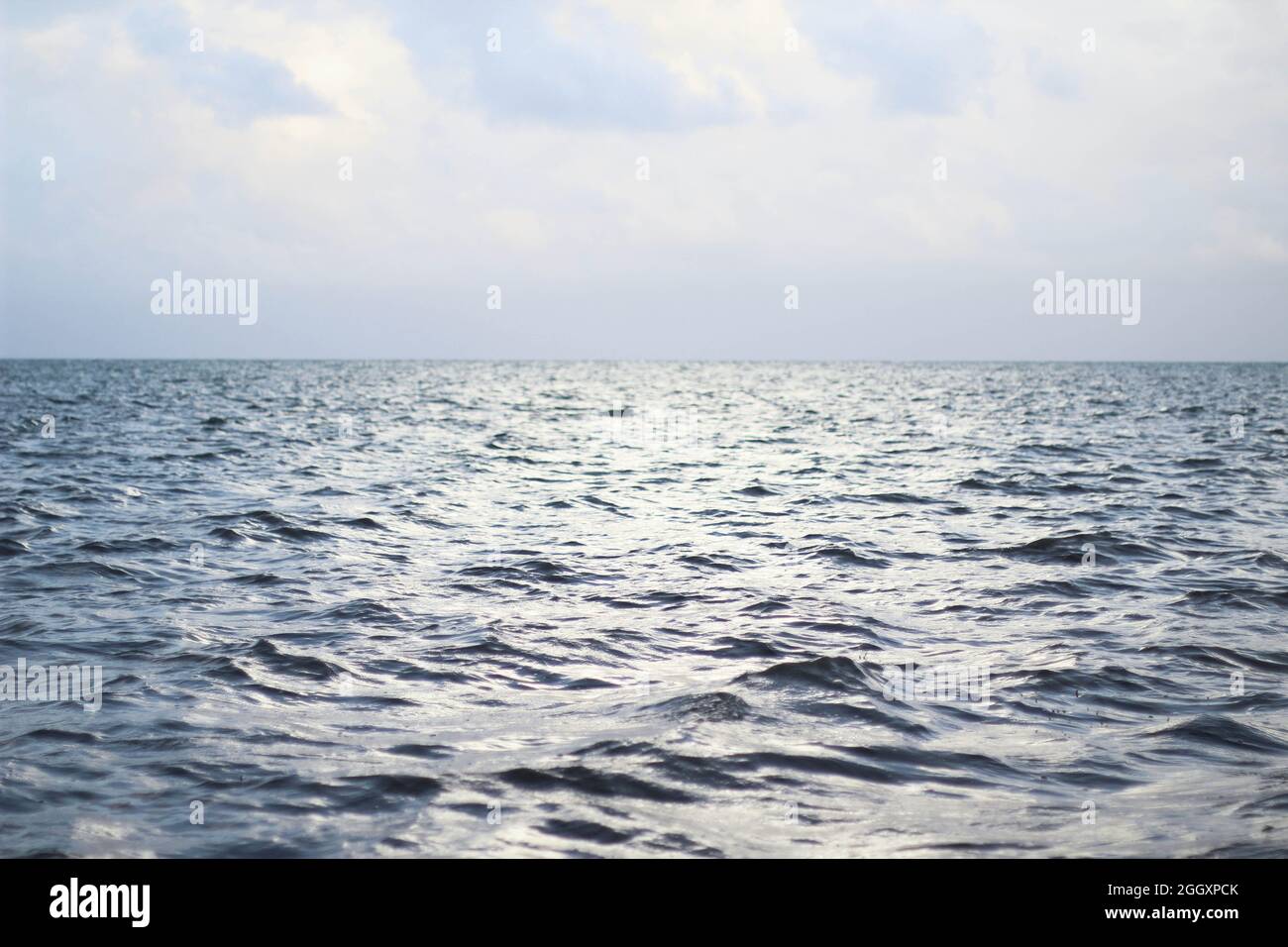 Calming, serene ocean with a beautiful blue sky background. Copyspace ...