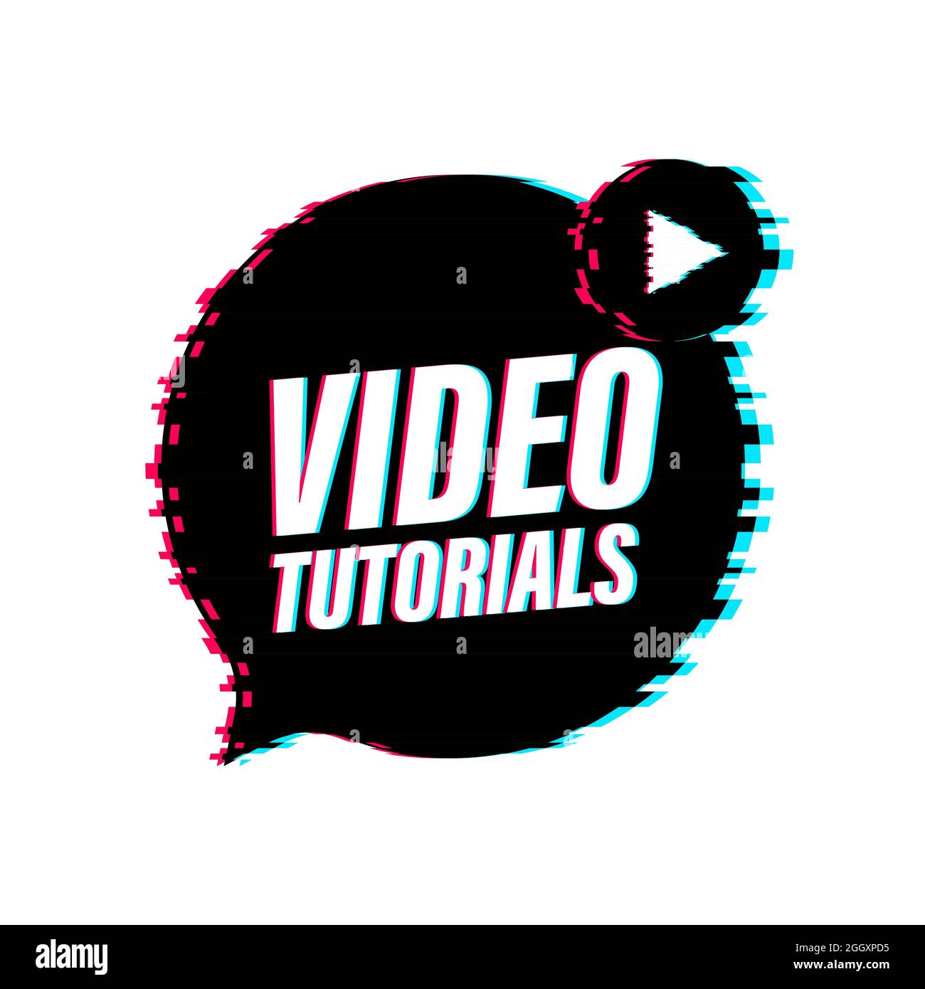 Video tutorials. Glitch button, icon, emblem label. Vector illustration ... Video tutorials. Glitch button, icon, emblem label. Vector illustration ...