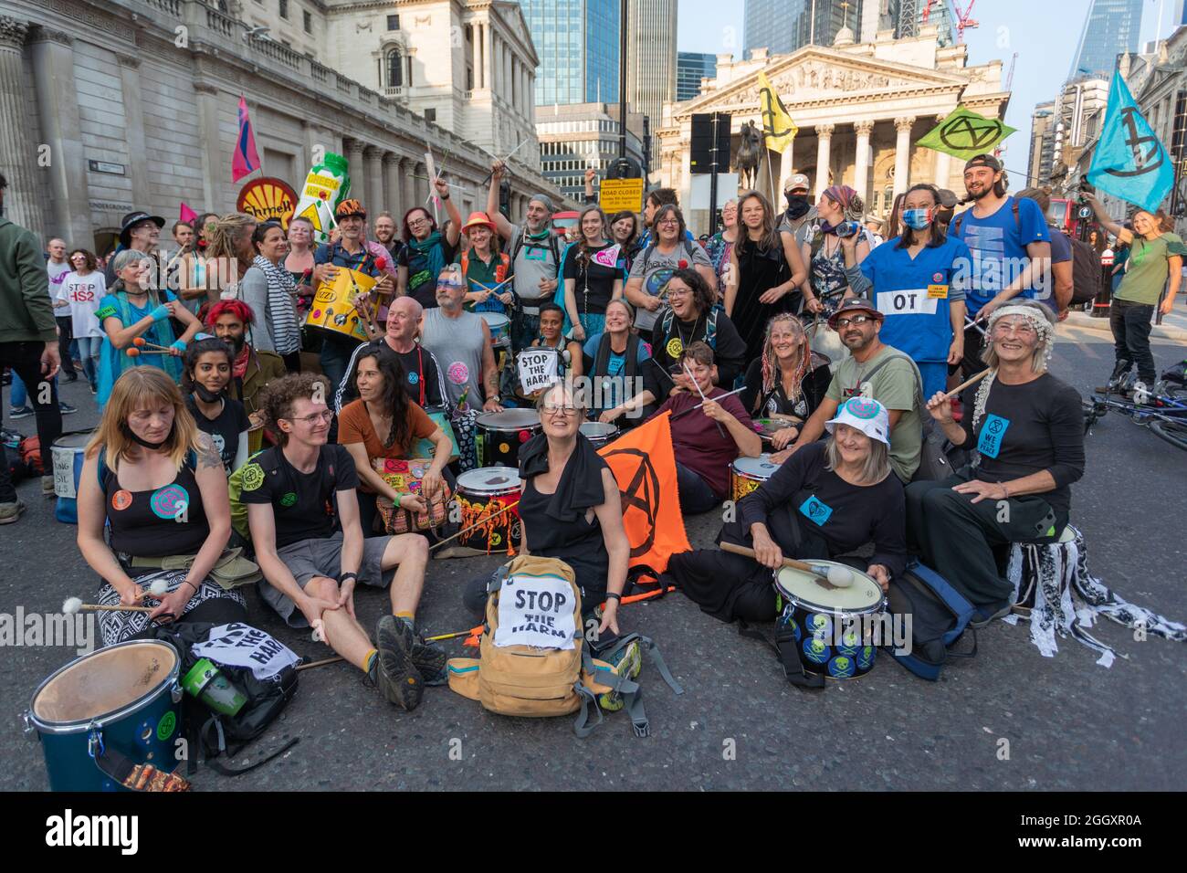 London, UK. 03rd Sep, 2021. Activists from Extinction Rebellion gather ...