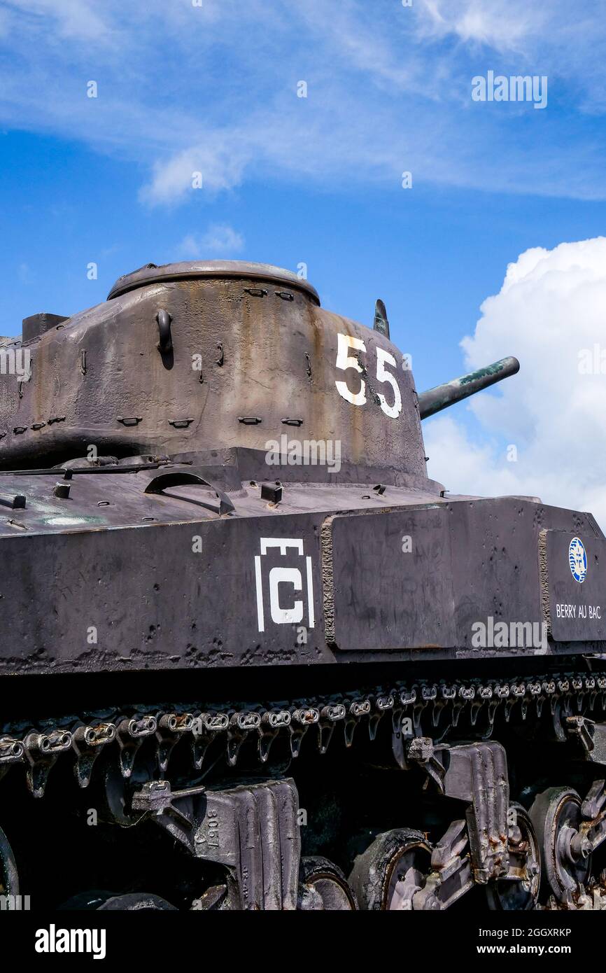 Sherman tank from the French 2nd DB, Arromanche, Calvados, Normandy ...