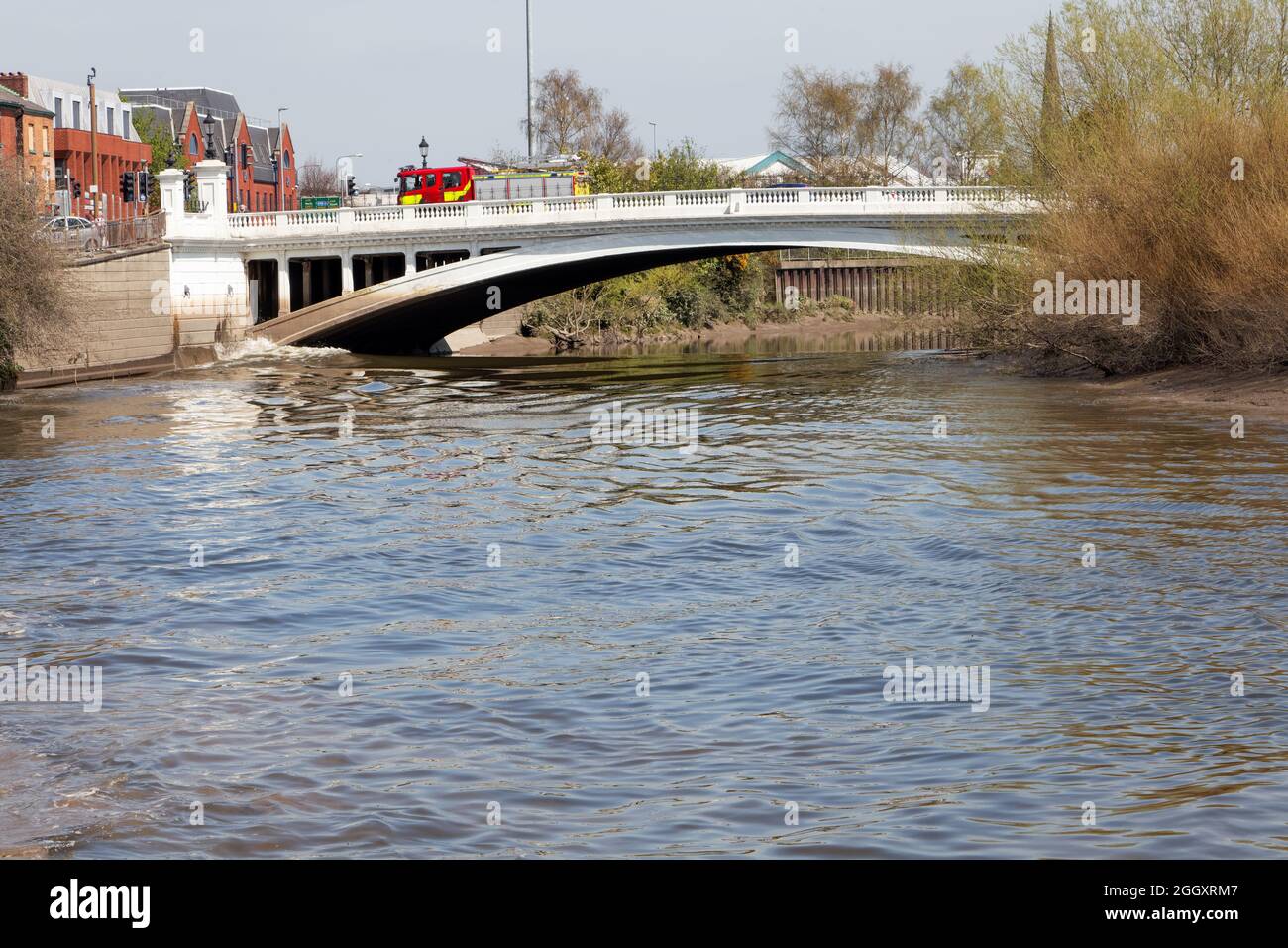 The Mersey Tidal Bore at Bridge Foot close to Warrington town centre ...