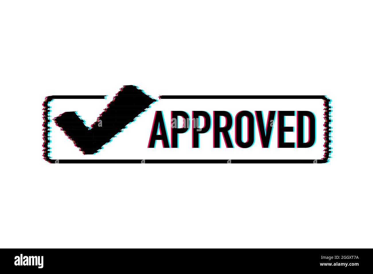 Approved stamp vector. Glitch icon. Flat style design button. Vector ...