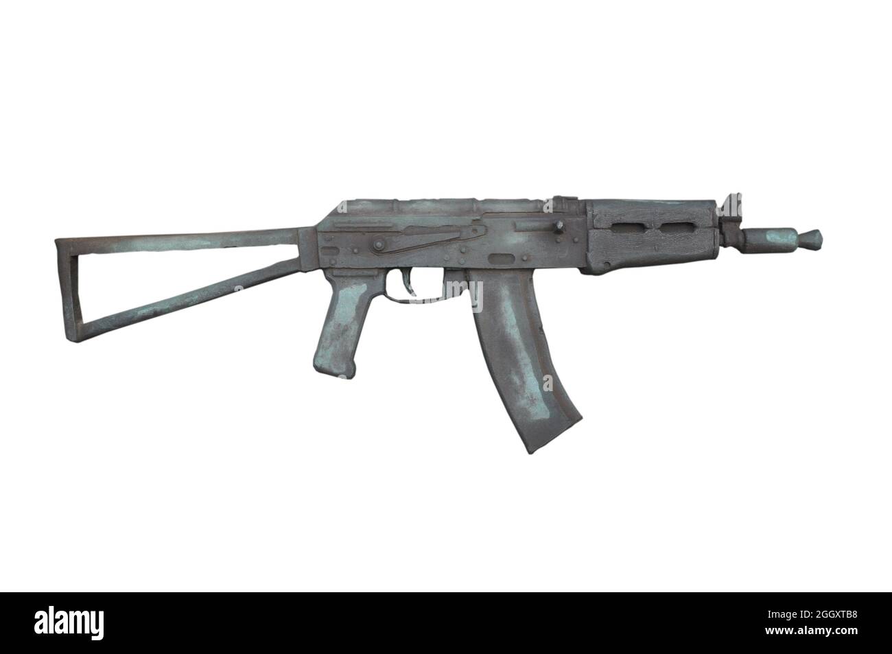 AKSU 74. Shortened folding Kalashnikov assault rifle. Barillef isolated ...