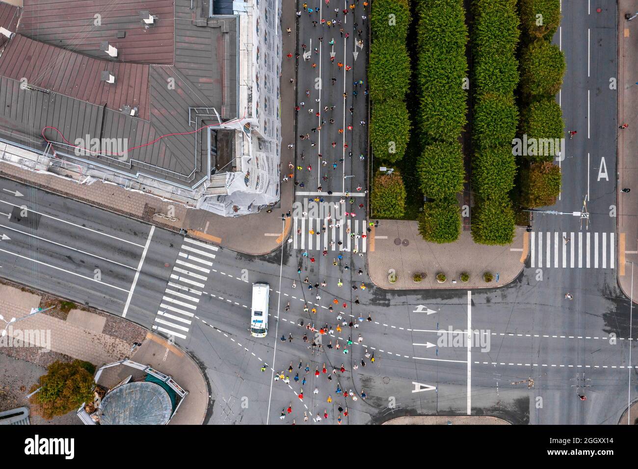 Aerial view of the people running marathon Stock Photo - Alamy
