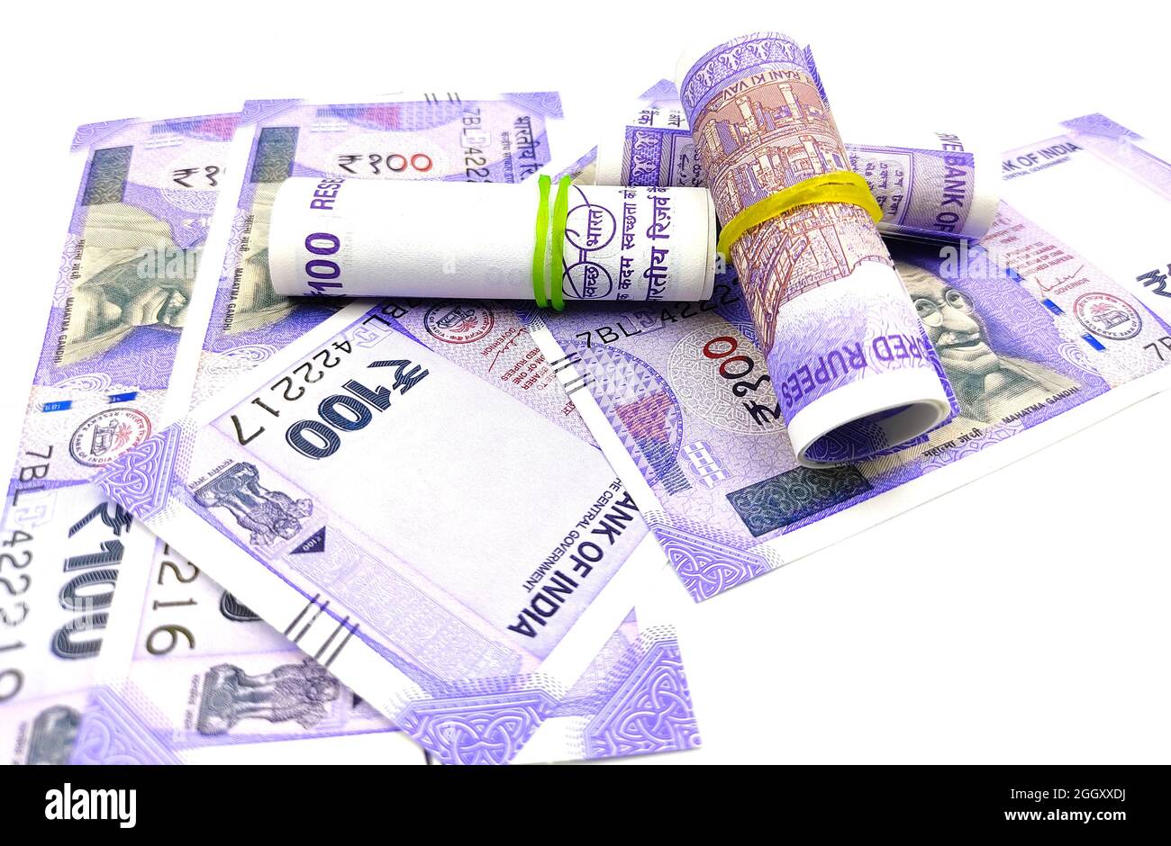 View of Indian rupees on the white background Stock Photo - Alamy