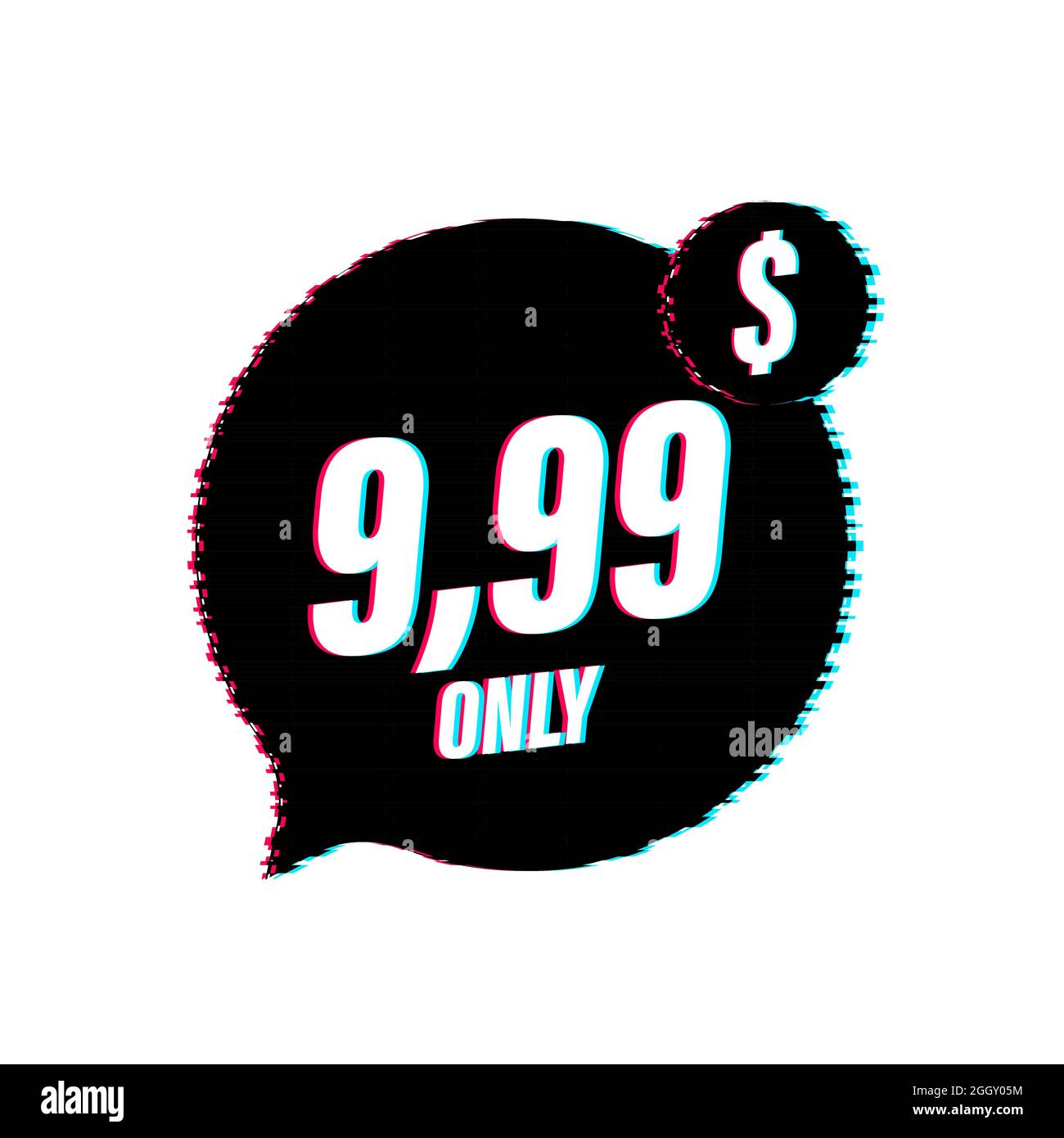 Glitch icon. Template with 99 only. Vector template design. Sale, price ...