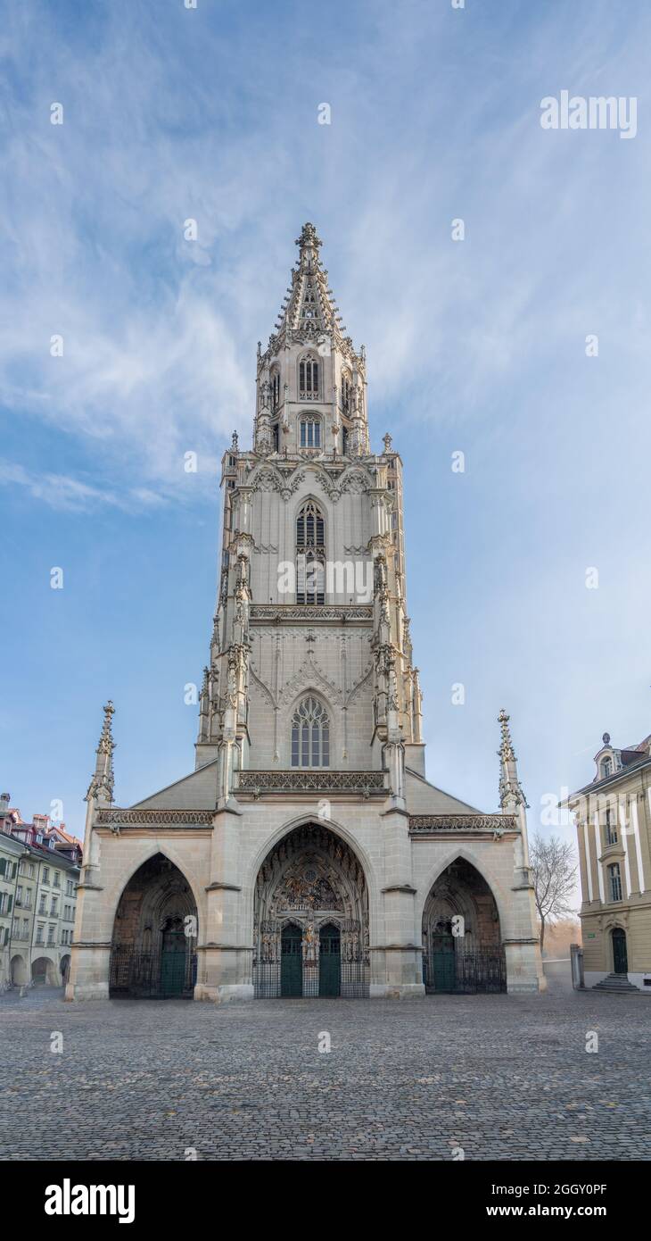 Bern Minster Facade - Gothic Cathedral - Bern, Switzerland Stock Photo ...
