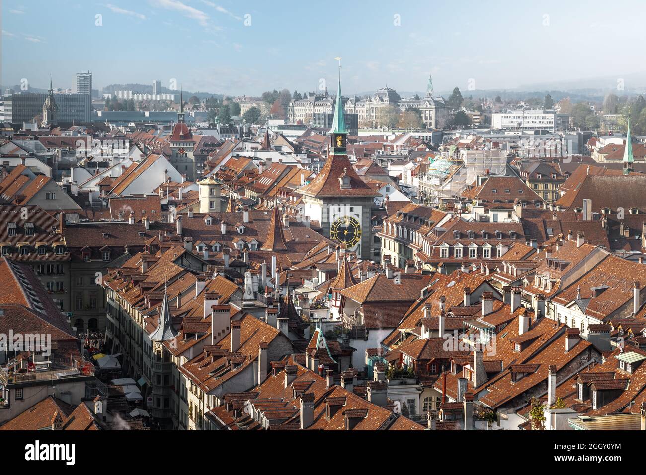 Aerial view of Bern Old Town with Zytglogge and Kafigturm - Bern ...