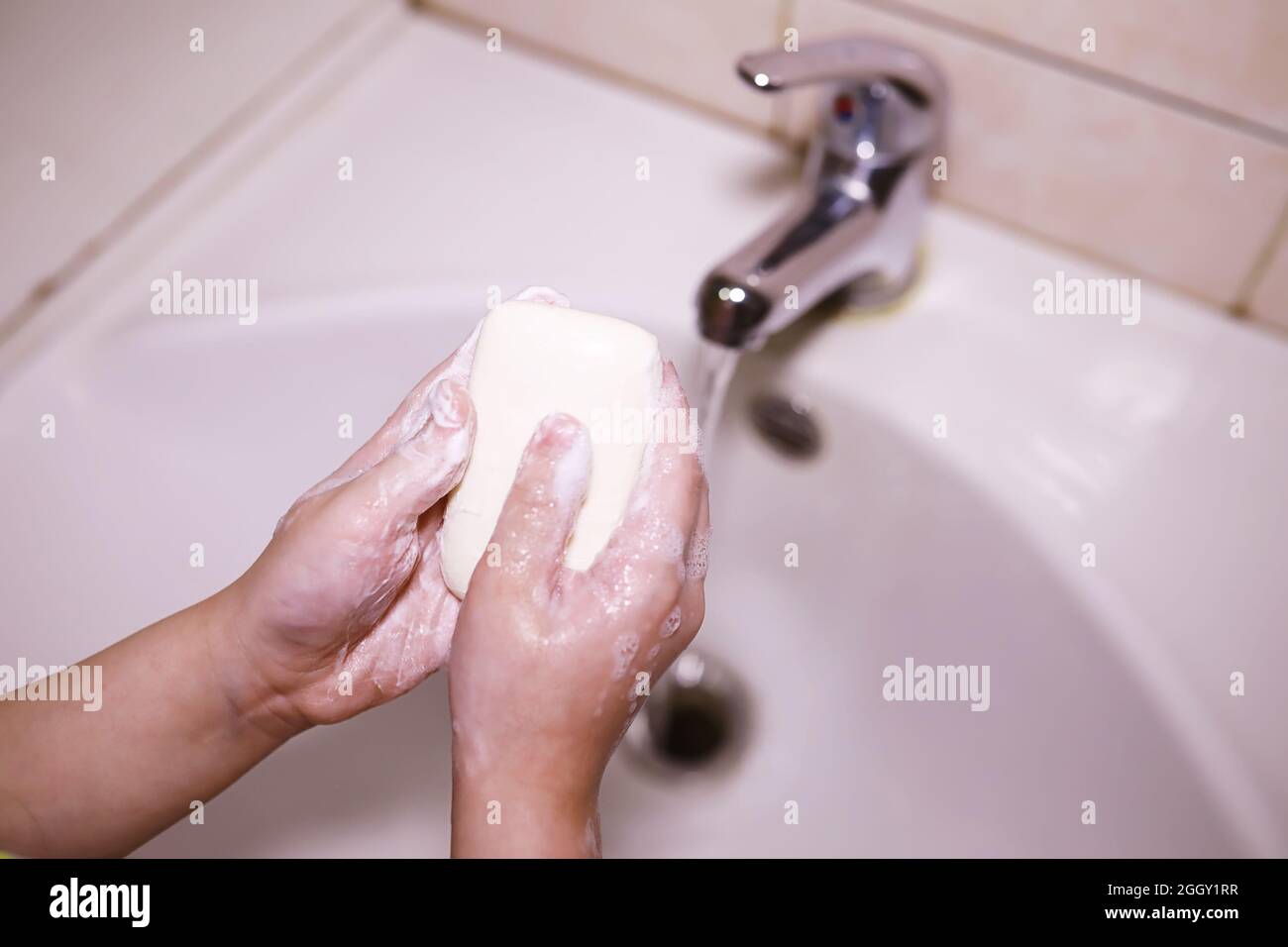 Hygiene rules. Hand washing before meals. Antibacterial treatment hands ...
