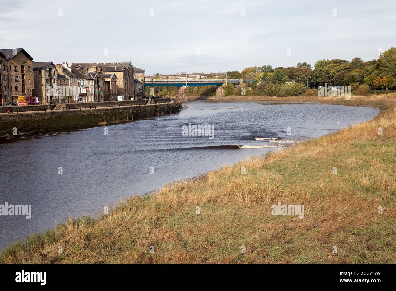 The Lune Tidal Bore passing St George's Quay in Lancaster, once the ...