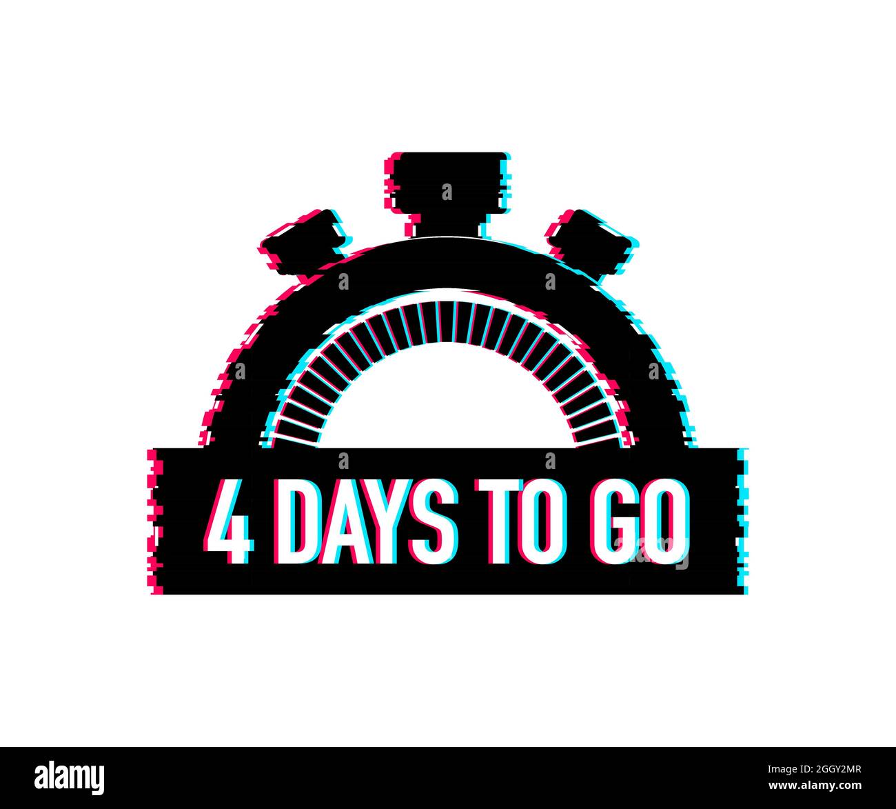 4 days to go. Glitch style icon. Vector typographic design. Vector ...