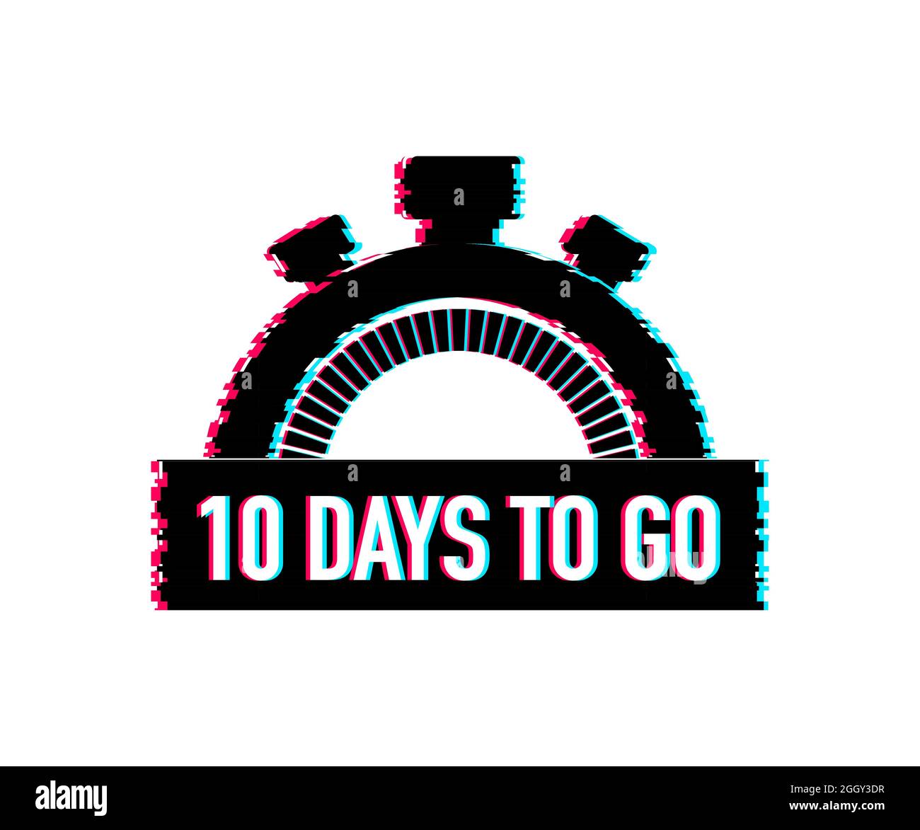 10 days to go. Neon style icon. Vector typographic design. Vector stock ...