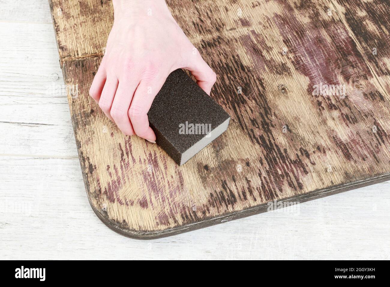 Old wood restoration, home hobby Stock Photo - Alamy