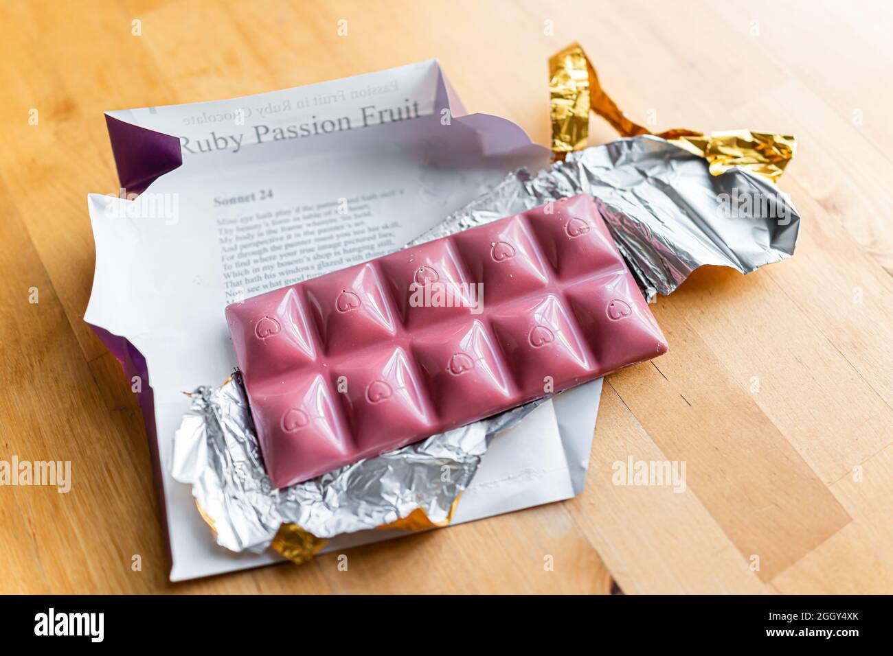Herndon, USA - December 27, 2020: Closeup of open package of ruby ...