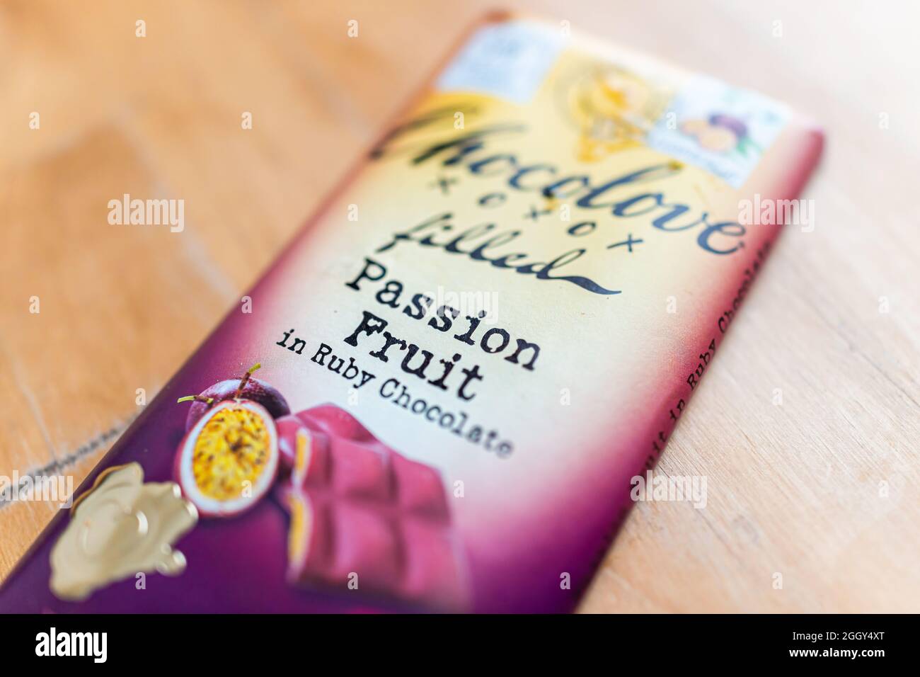 Herndon, USA - December 27, 2020: Closeup of packaged ruby passion ...