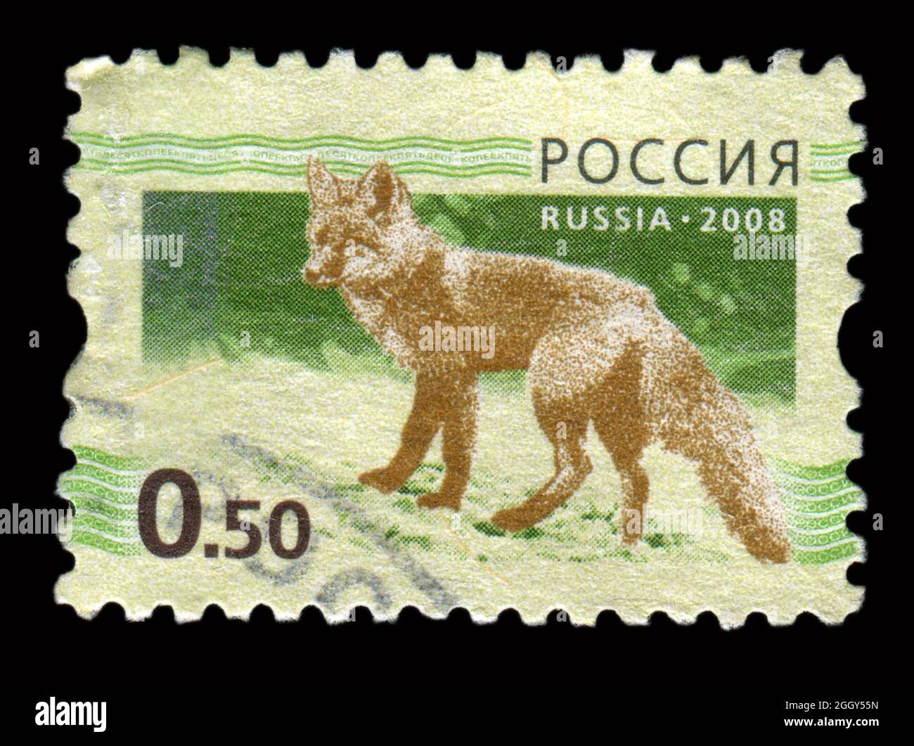 Stamp printed in Russia shows image of the Fox, circa 2008 Stock Photo ...