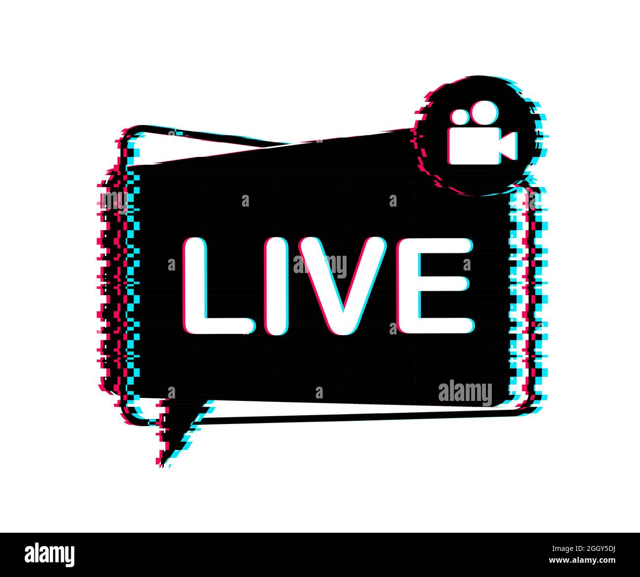 Live streaming logo. Glitch icon. Stream interface. Vector stock ...