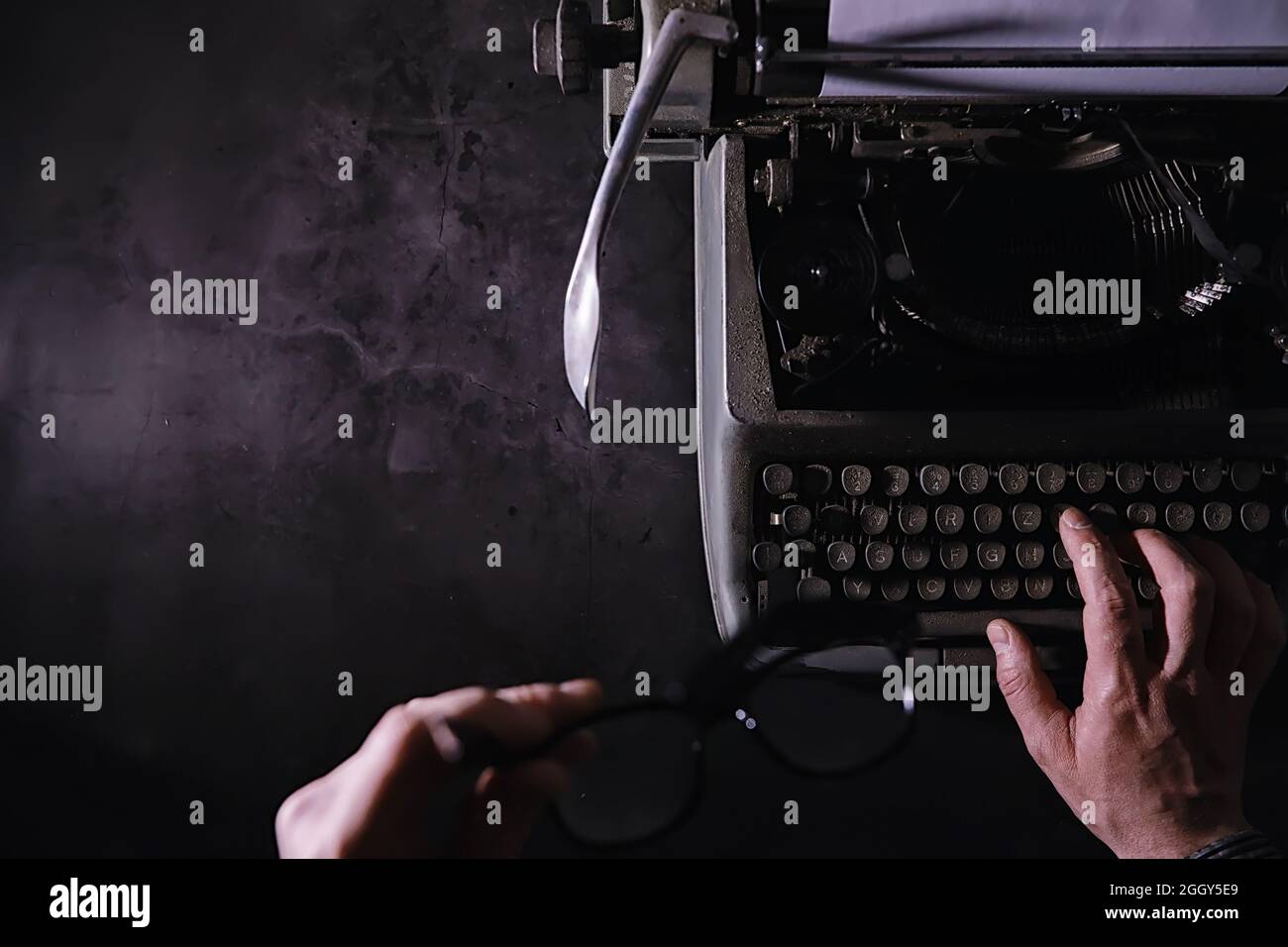 Vintage journalist tool. Typewriter retro. The writer is at work. Seal ...