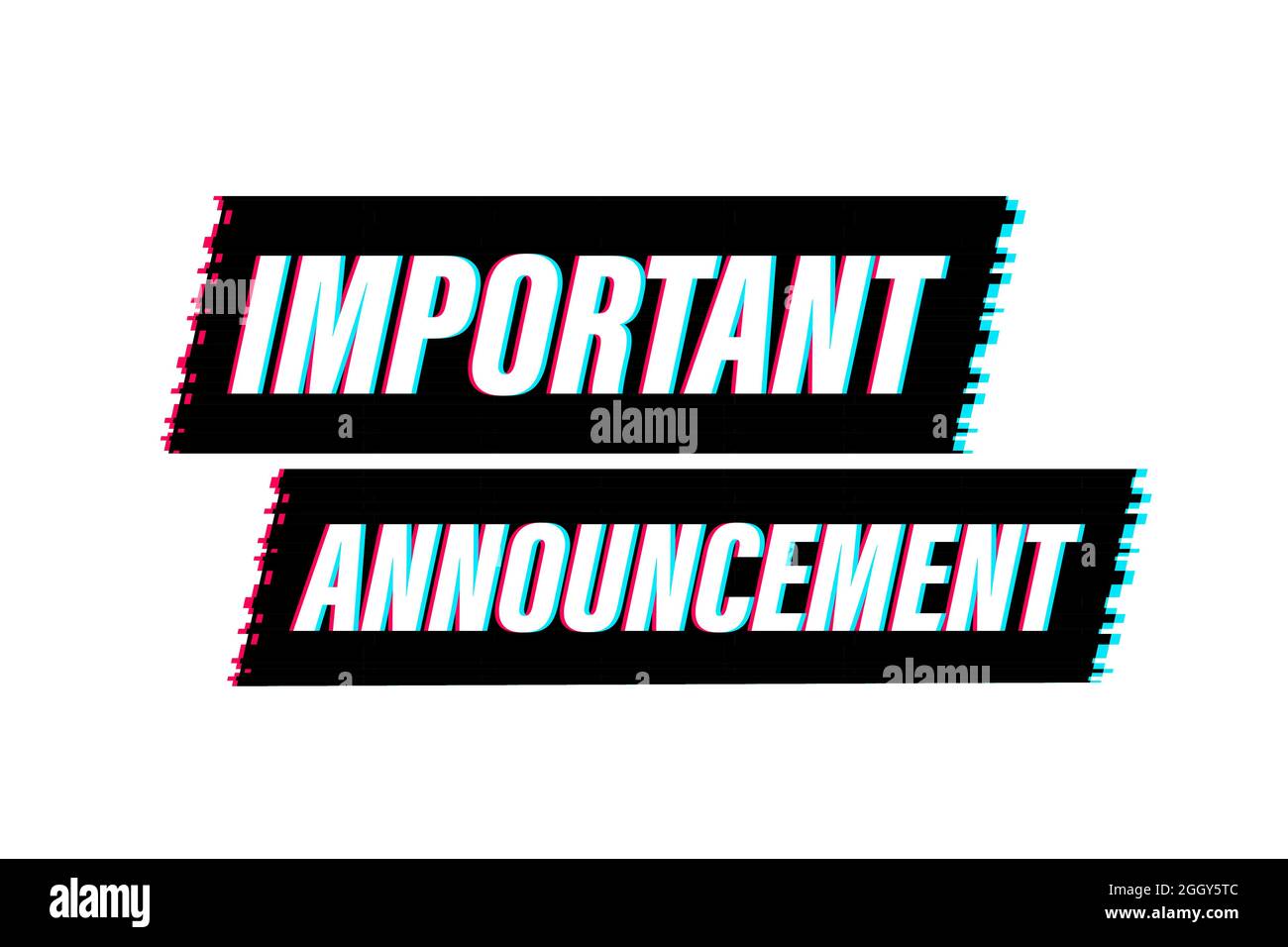 Banner with important announcement. Important announcement sign glitch ...