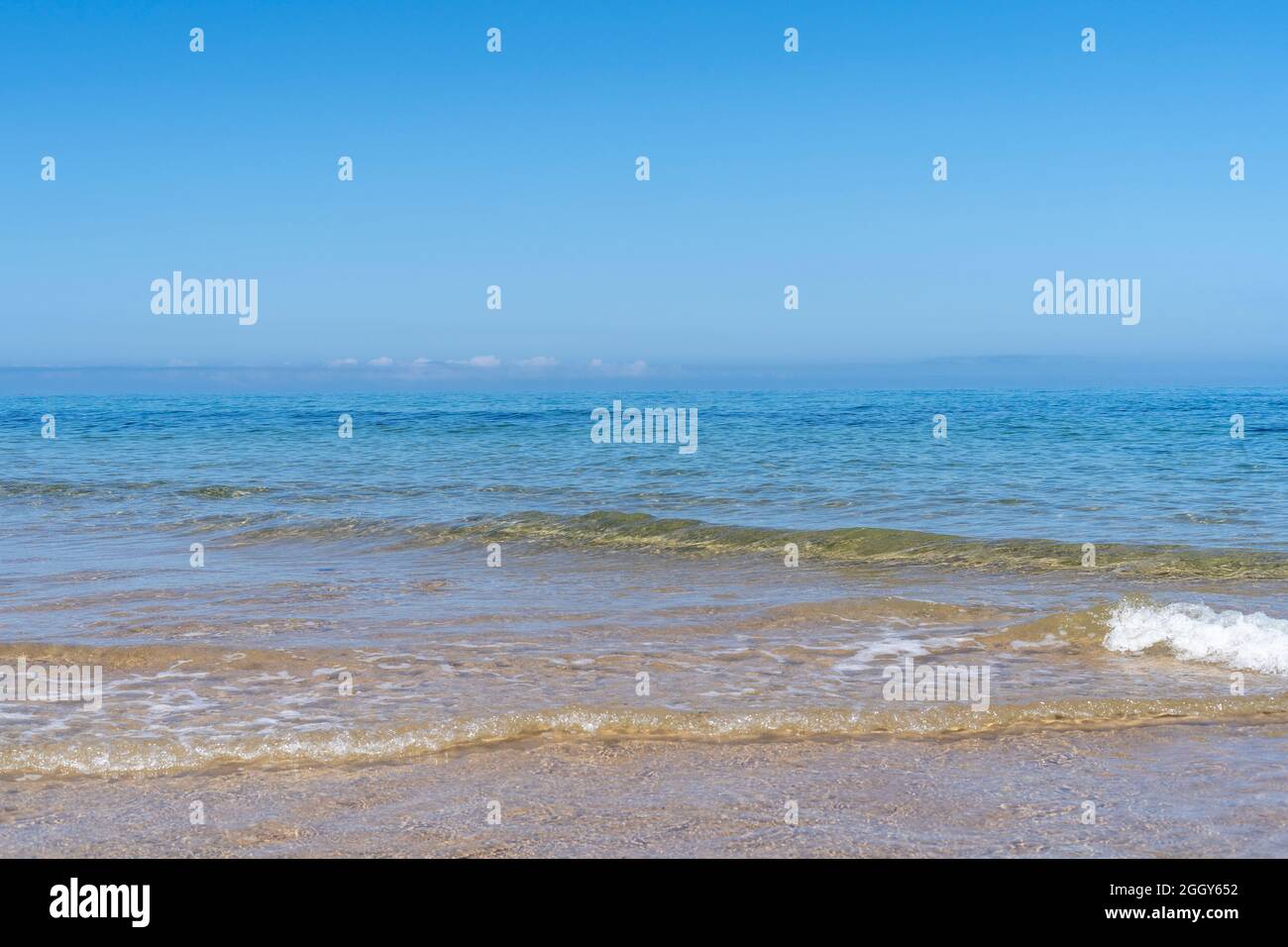 Beautiful beach ocean scene on seashore. Tranquil, Relaxing Travel ...