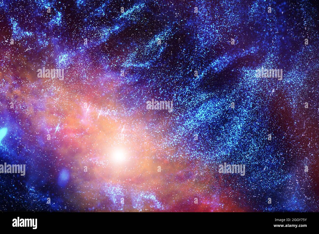 Astronomical photograph of the universe in a distant galaxy with ...