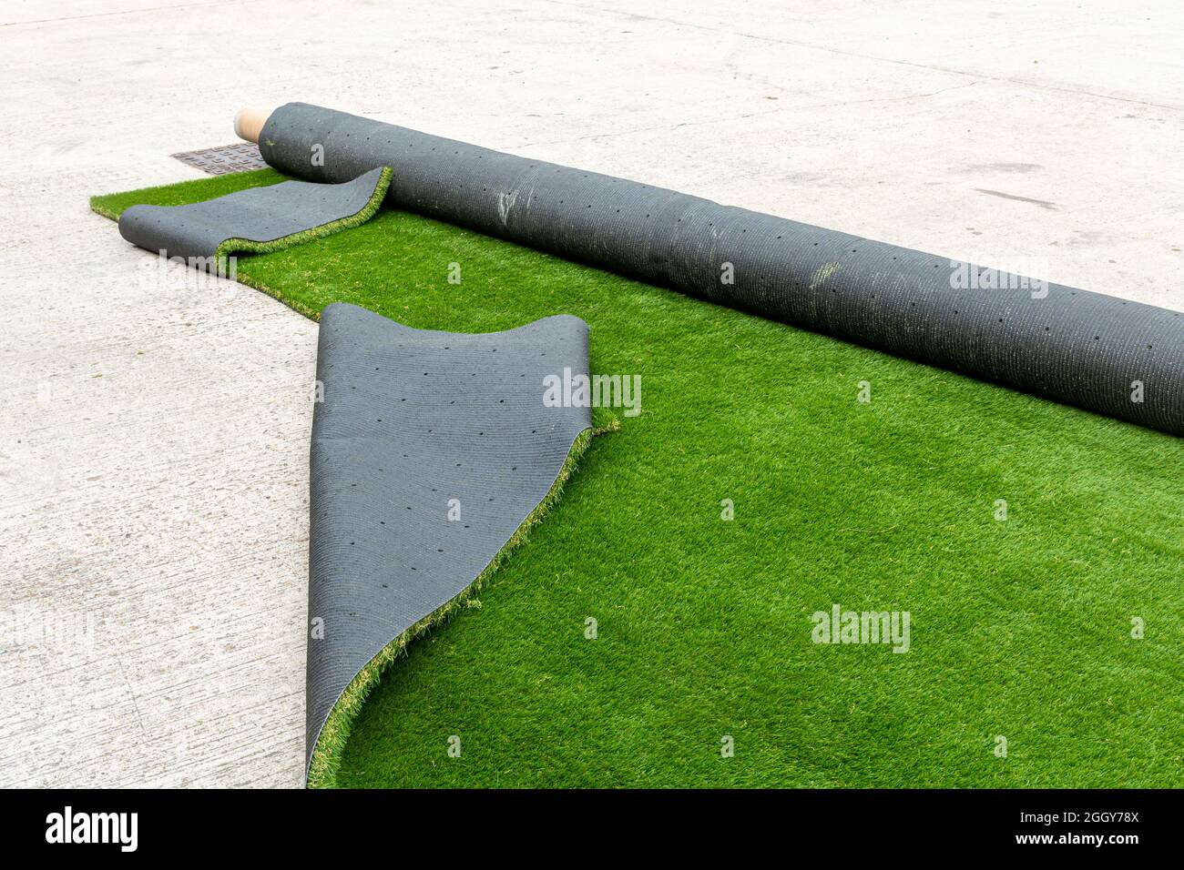 Roll of Easigrass artificial grass (plastic grass), UK Stock Photo - Alamy