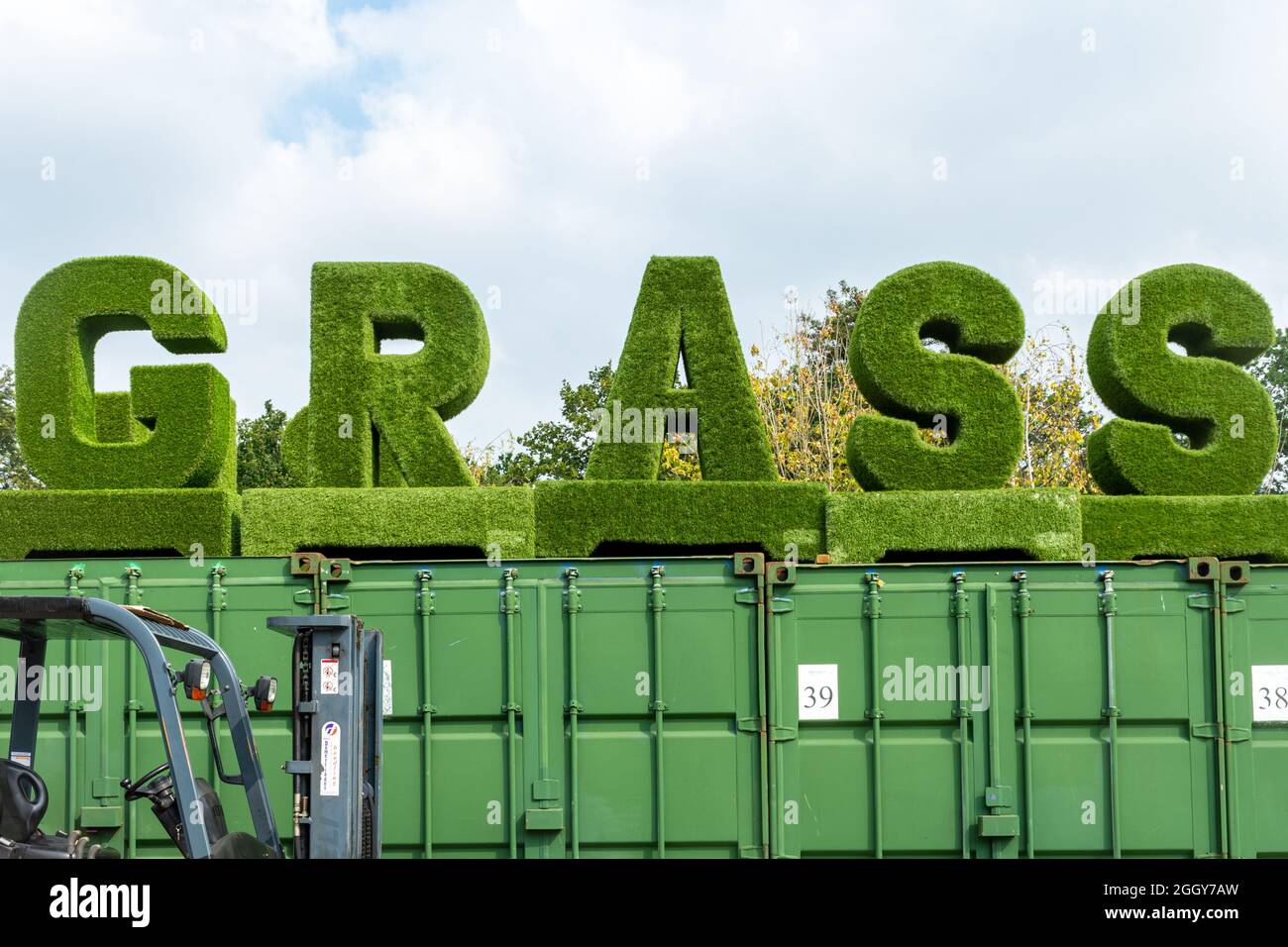 Artificial or plastic grass letters, UK Stock Photo - Alamy