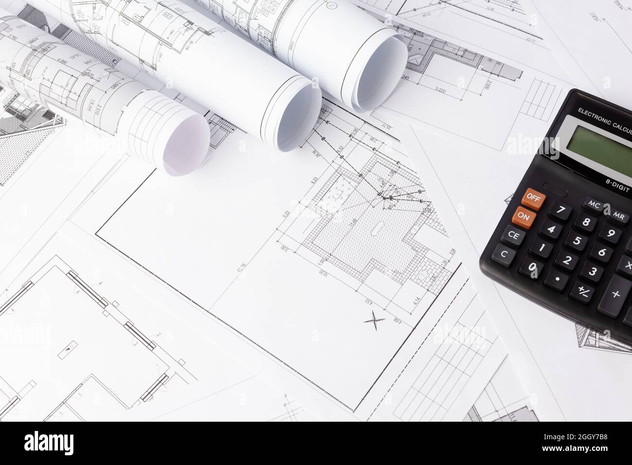 Photo drawings for the project engineering work Stock Photo - Alamy