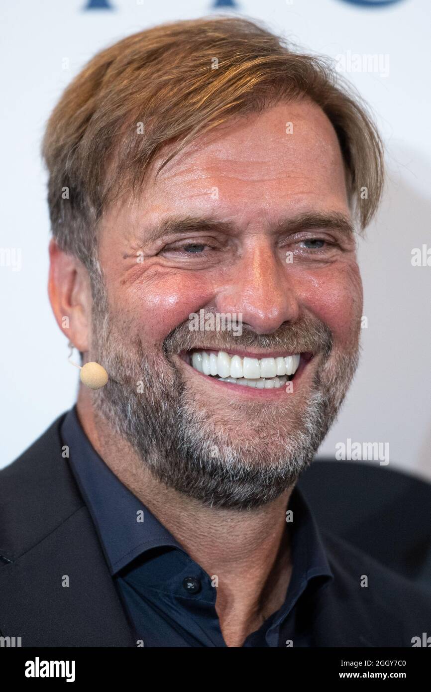 Dortmund, Germany. 03rd Sep, 2021. Award winner Jürgen Klopp stands on ...