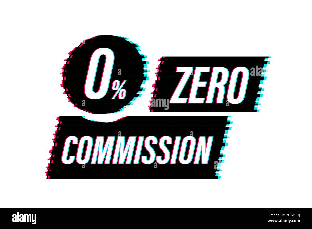 Zero commission glitch icon. Design element. Red limited offer. Special ...