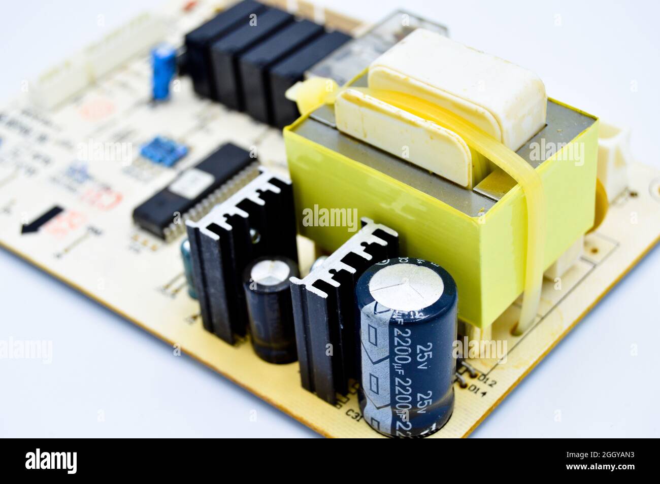 High tech electronic circuit board, isolated on white background Stock ...