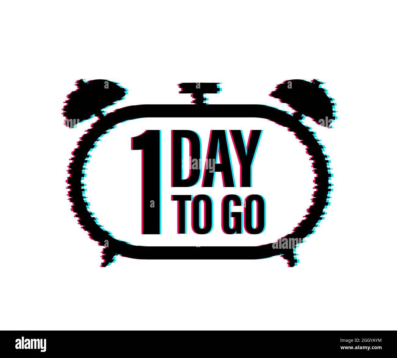 1 Day to go. Countdown timer. Clock icon. Time glitch icon. Count time sale. Vector stock ...