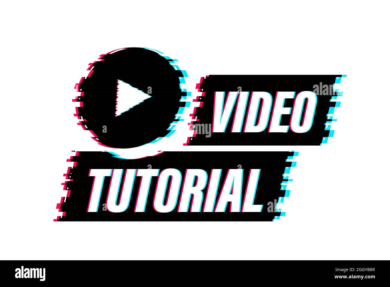 Video tutorials. Glitch button, icon, emblem label. Vector illustration ... Video tutorials. Glitch button, icon, emblem label. Vector illustration ...