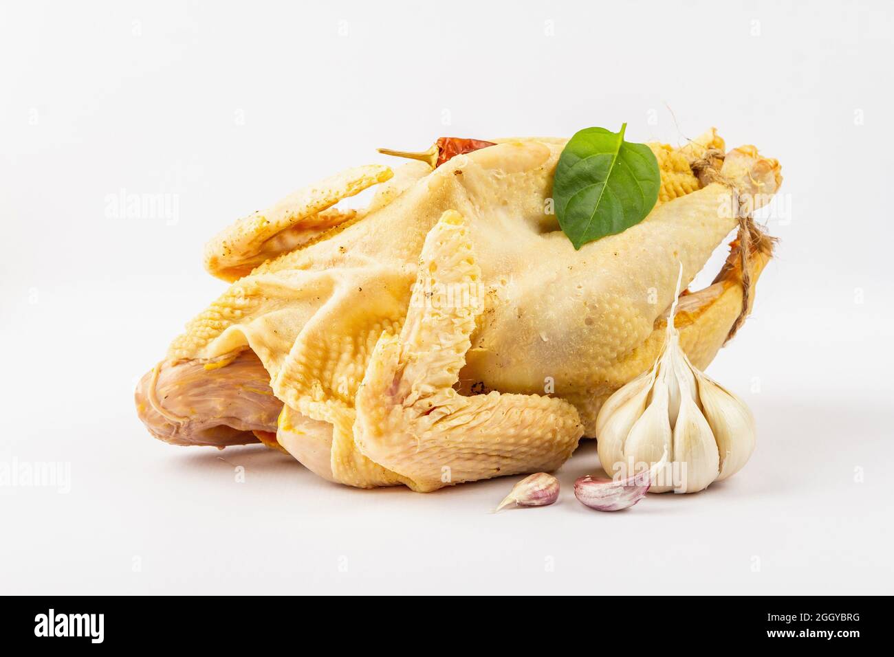 Whole free-range chicken poultry isolated on white background. Organic ...