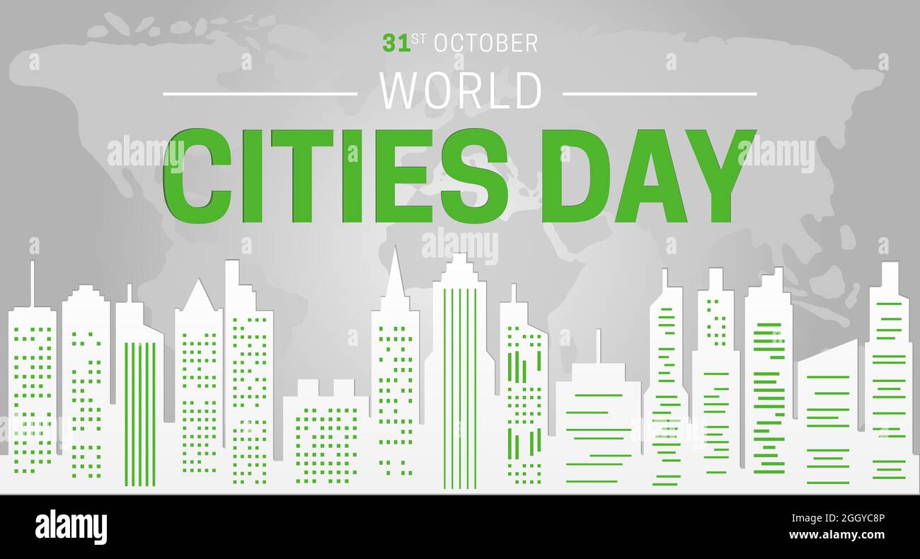 World Cities Day Modern Green Background Illustration Stock Vector ...