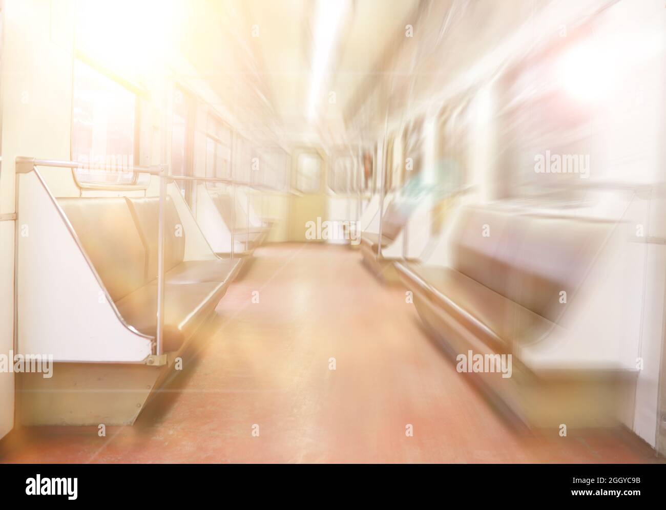 Subway car with empty seats. Empty subway car Stock Photo - Alamy