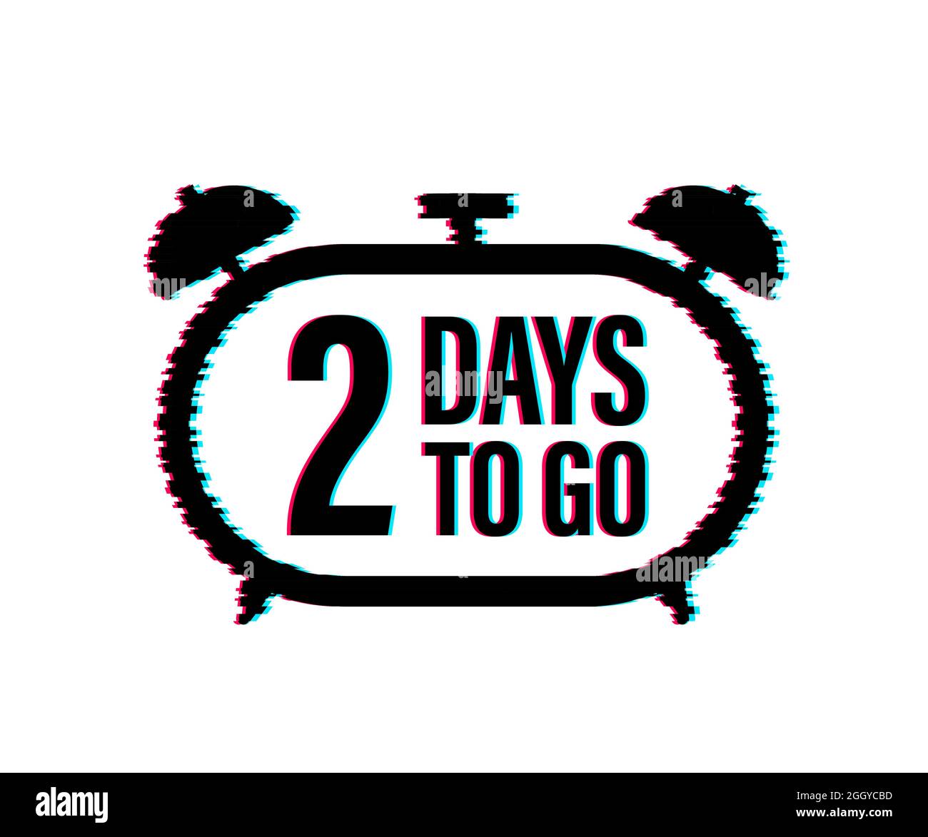 2 Days to go. Countdown timer. Clock icon. Time glitch icon. Count time sale. Vector stock ...