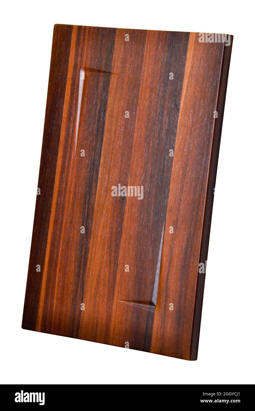 Decorative brown wooden kitchen cabinet door isolated on white ...