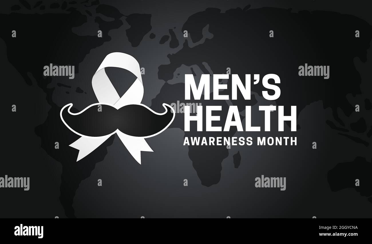Mens Health Awareness Month Black Background Illustration With Ribbon