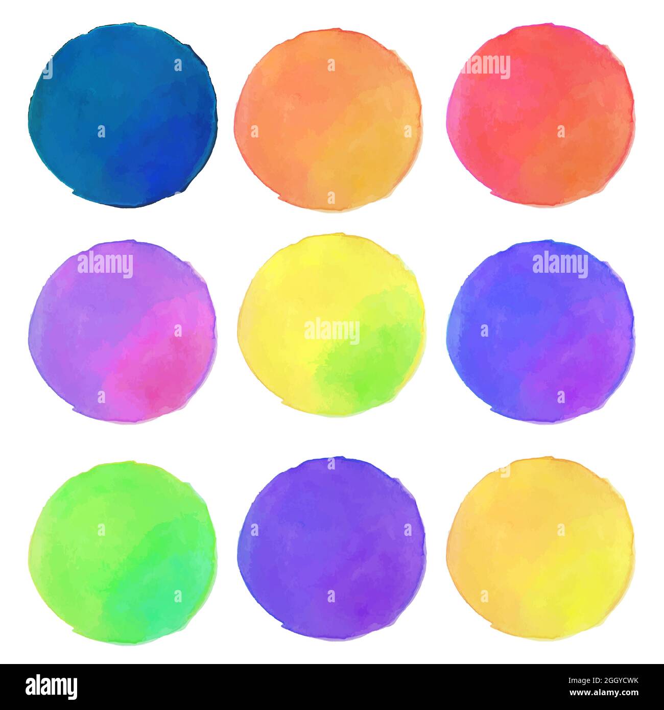 Watercolor Round Color Circles Set Stock Vector Image & Art - Alamy