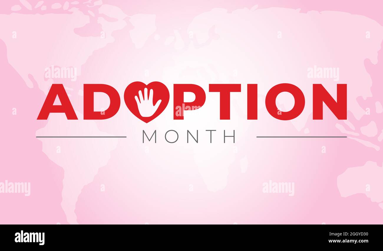 Adoption Month Background Illustration with Text Stock Vector Image ...