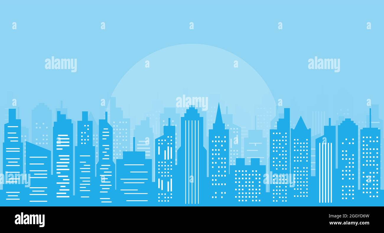 Blue Cityscape Illustration Background with Skyscrapers Stock Vector ...