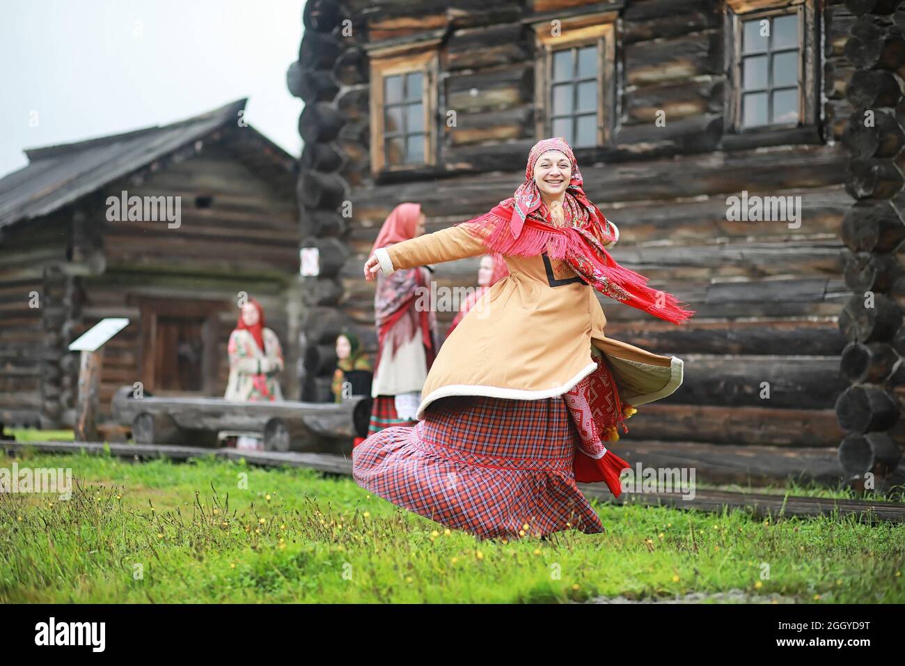 Traditional Slavic rituals in the rustic style. Outdoor in summer ...